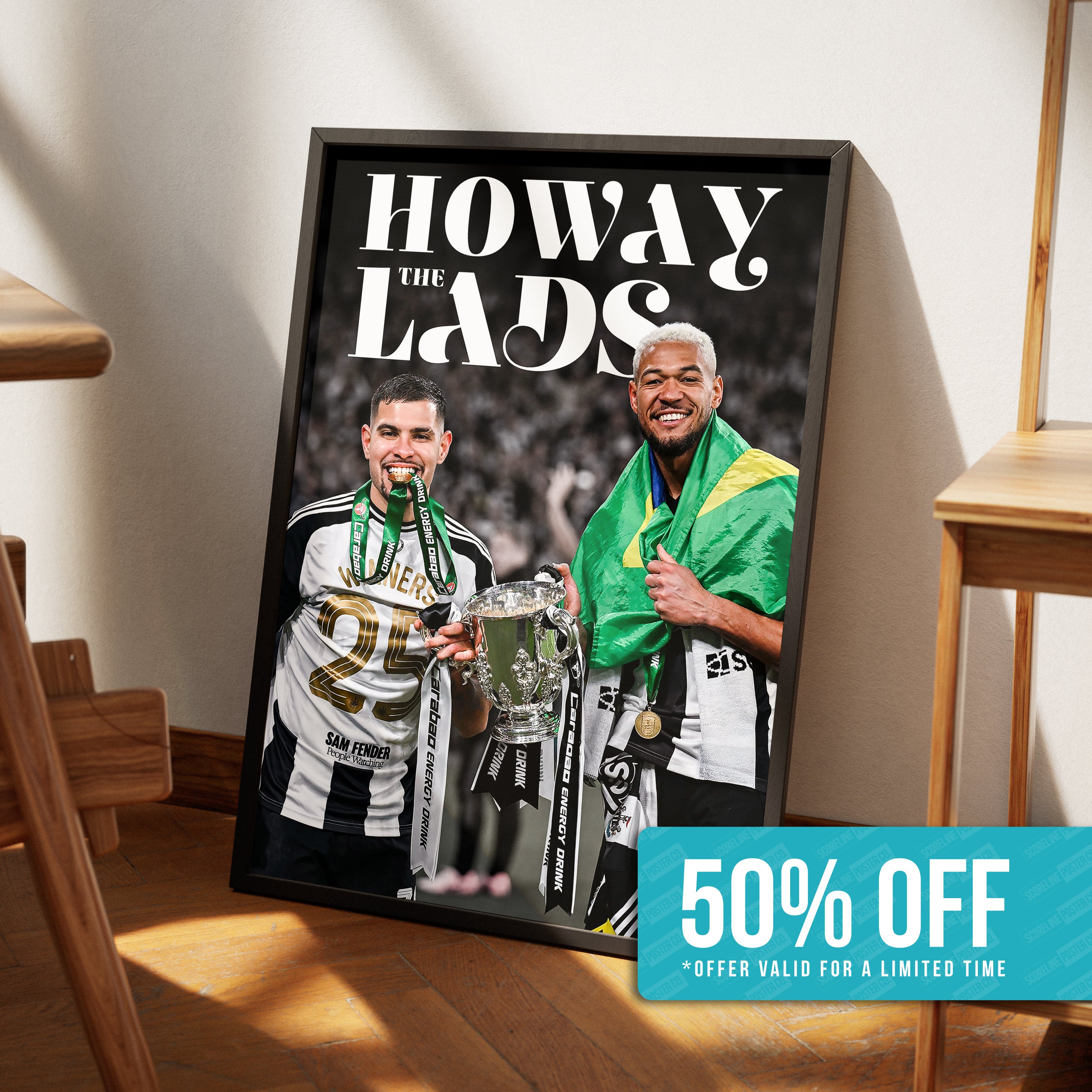 Bruno Guimaraes & Joelinton 'Howay The Lads' Poster – ScorelinePosterCo